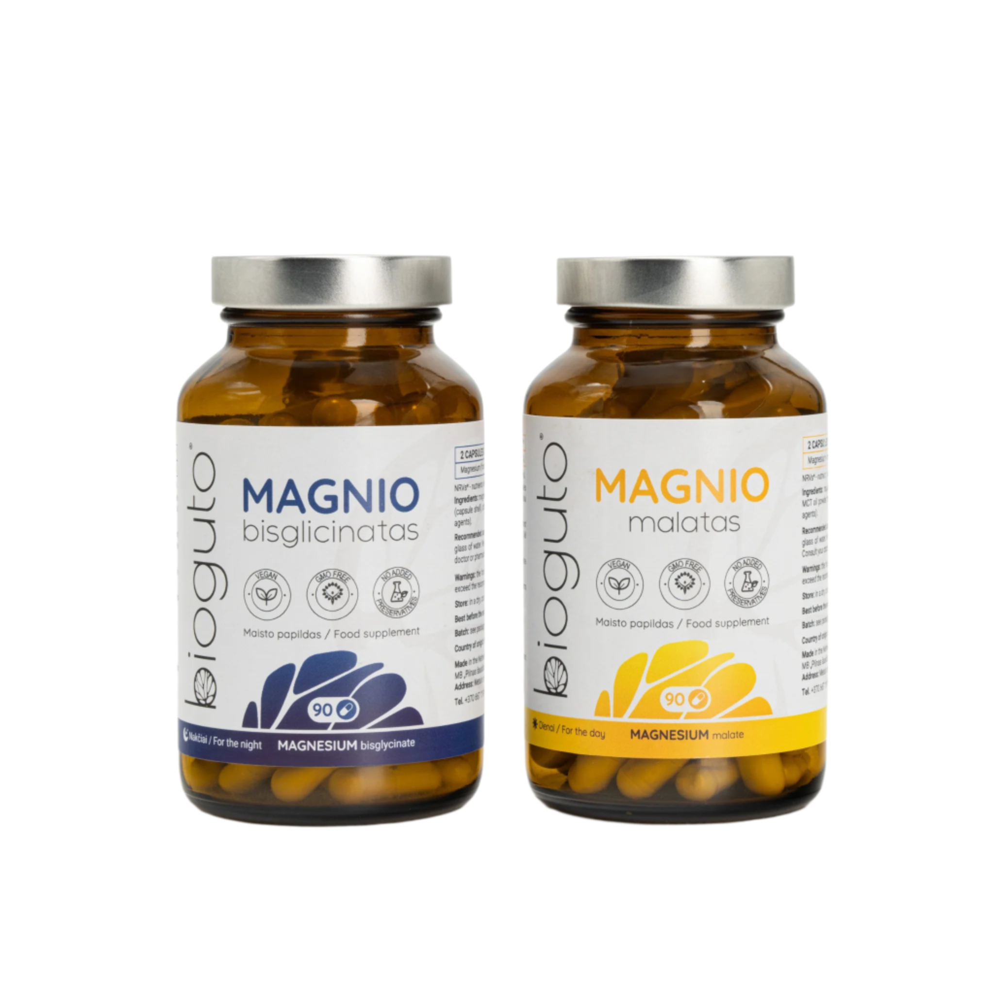 Bioguto Magnio Malato (90 kapsulių) ir Magnio Bisglicinato (90 kapsuli